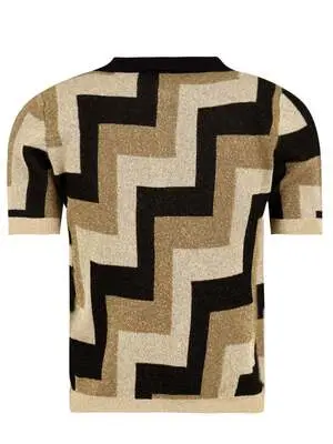 AKEP Geometric-striped Jacquard Polo Shirt