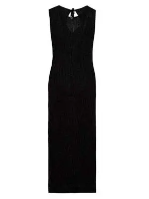 AKEP Ribbed American Neckline Long Dress