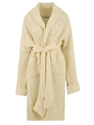 HINNOMINATE Shawl Collar Knit Wrap - White