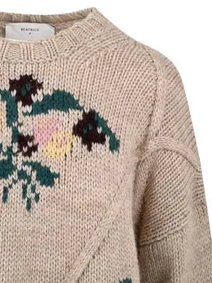 Beatrice B Floral Intarsia Crewneck Sweater