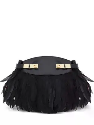FERRAGAMO Hug Feather-trimmed Crossbody Bag