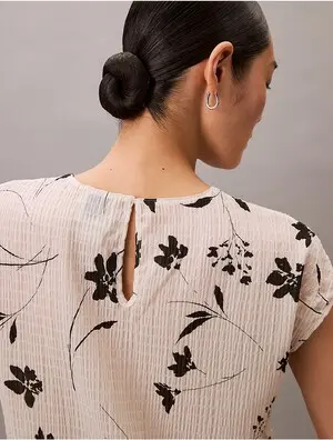 Calvin Klein Floral Print Smocked Top