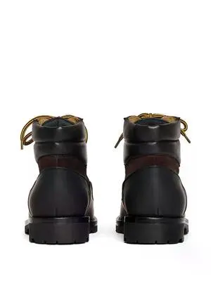 SCAROSSO Lace-up Leather And Suede Boots