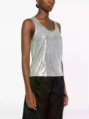 Maje Lamé Knit Tank Top - Grey
