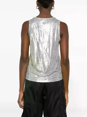 Maje Lamé Knit Tank Top - Grey