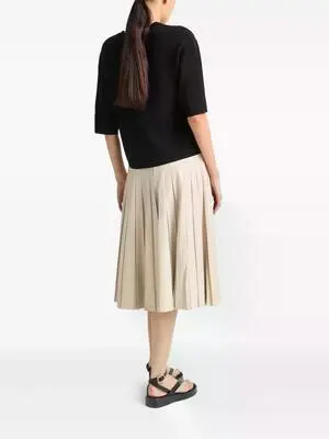 YVES SALOMON Pleated Leather Midi Skirt