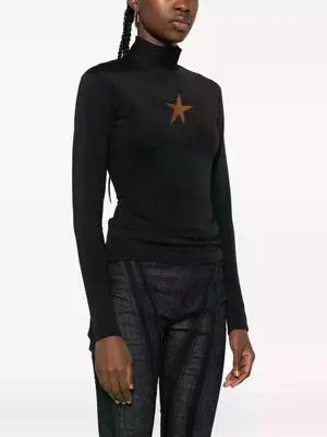 MUGLER Long-sleeve High-neck T-shirt - Black