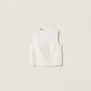 Miu Miu Embroidered Slubbed Canvas Top - Ivory