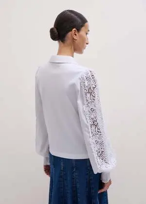 ME+EM Lace And Poplin Layering Shirt