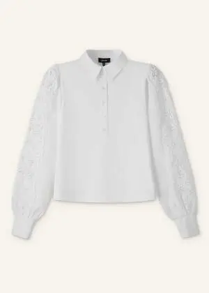 ME+EM Lace And Poplin Layering Shirt