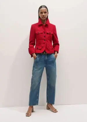 ME+EM Italian Wool Twill Military Jacket - Red