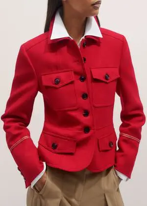 ME+EM Italian Wool Twill Military Jacket - Red