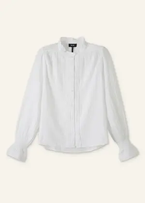 ME+EM Cheesecloth Pleat Detail Blouse - Soft White