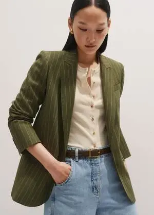 ME+EM Pinstripe Sharp Shoulder Blazer