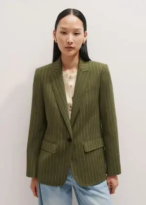 ME+EM Pinstripe Sharp Shoulder Blazer