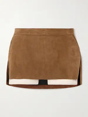 Rick Owens Fog Layered Suede Mini Skirt