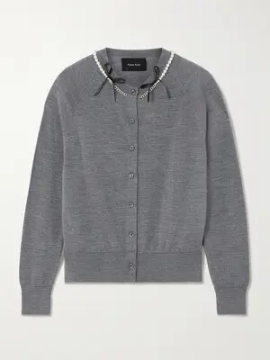 Simone Rocha Embellished Merino Wool And Silk-blend Cardigan