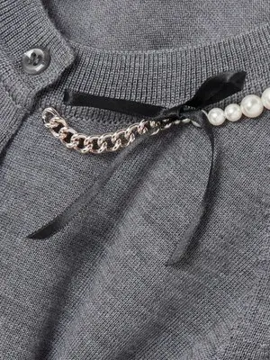 Simone Rocha Embellished Merino Wool And Silk-blend Cardigan