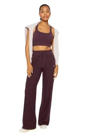 FABLETICS Cloud Jersey Wide Leg Pant - Oxblood Heather