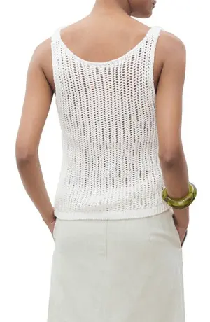 Mango Semisheer Crochet Tank Top - Off White