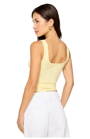 FABLETICS Daily Rib Square Neck Tank - Butter