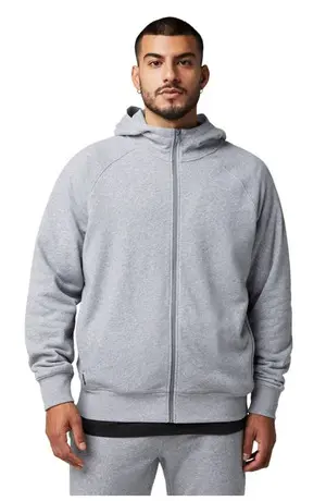 FABLETICS Terry Full Zip Hoodie - Classic Grey Heather