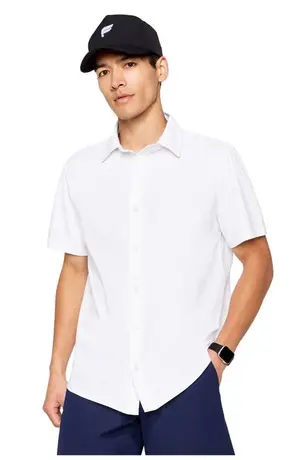 FABLETICS The Don Short Sleeve Button Up - Classic White