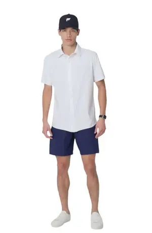 FABLETICS The Don Short Sleeve Button Up - Classic White