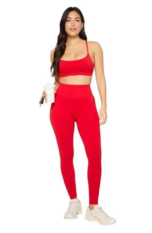 FABLETICS Sleek Seamless Strappy Low Impact Bra - Heated Red