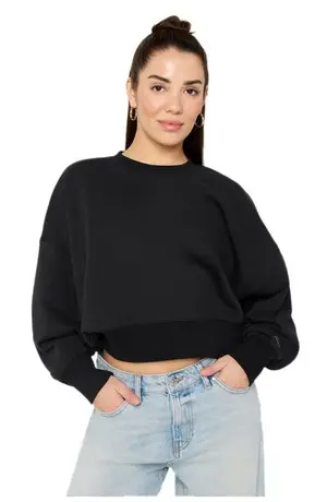 FABLETICS Year Round Terry Crew Neck Sweatshirt - Black