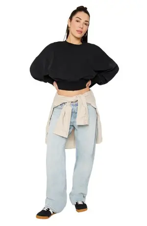 FABLETICS Year Round Terry Crew Neck Sweatshirt - Black