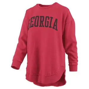 PRESSBOX Georgia Bulldogs Melange Poncho Fleece Pullover Sweatshirt - Red
