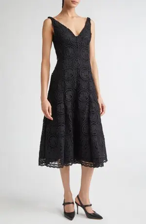 EMILIA WICKSTEAD Geneve Guipure Lace Fit & Flare Dress - Black