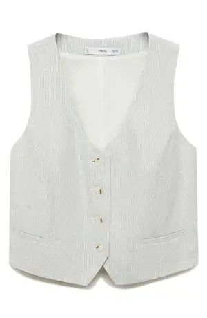 Mango Cotton And Linen Suit Vest - Ecru