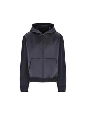 Prada Hooded Zip-Up Jacket - Blue+blue