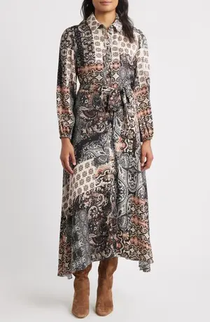 Julia Jordan Mixed Print Long Sleeve Shirtdress
