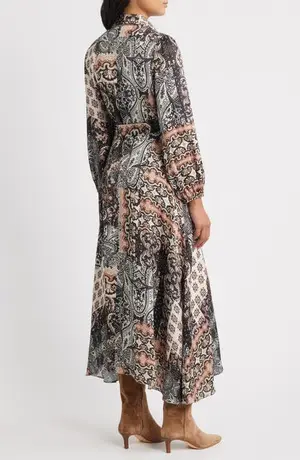 Julia Jordan Mixed Print Long Sleeve Shirtdress