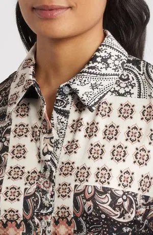 Julia Jordan Mixed Print Long Sleeve Shirtdress