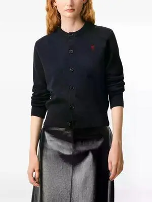 AMI Paris De Coeur Wool Cardigan - Blue