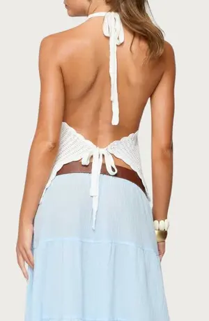 EDIKTED Ivey Backless Halter Top - White