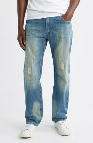 LEVEL 7 Relaxed Straight-leg Jeans - Blue