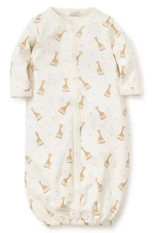 KISSY KISSY Sophie La Girafe Print Convertible Pima Cotton Gown - Ecru