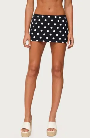 EDIKTED Noreen Polka Dot Low Rise Skort - Black-and-white
