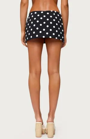 EDIKTED Noreen Polka Dot Low Rise Skort - Black-and-white