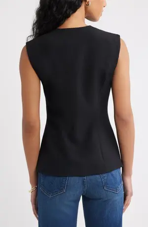 OPEN EDIT Icon Twill Crewneck Vest - Black