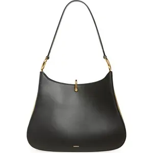 Rabanne Ring Leather Hobo Shoulder Bag - Black/gold