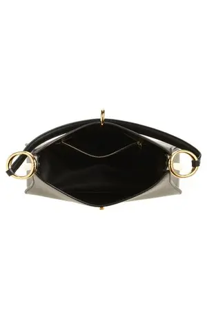 Rabanne Ring Leather Hobo Shoulder Bag - Black/gold