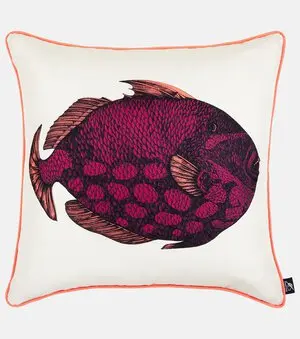 FORNASETTI Pesce Balestra Printed Silk Cushion - Multicoloured