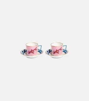 GINORI 1735 Il Viaggio Di Nettuno Set Of 2 Coffee Cups And Saucers Luke Edward Hall - Multicoloured