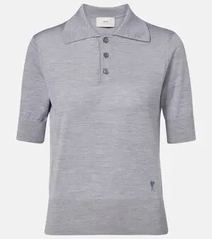 AMI Paris Wool And Silk Polo Shirt